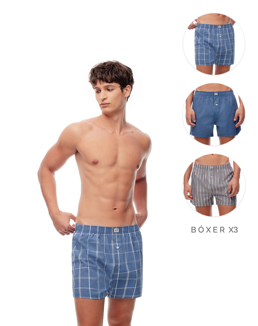 Bóxer medio amplio algodón x3unds surtido