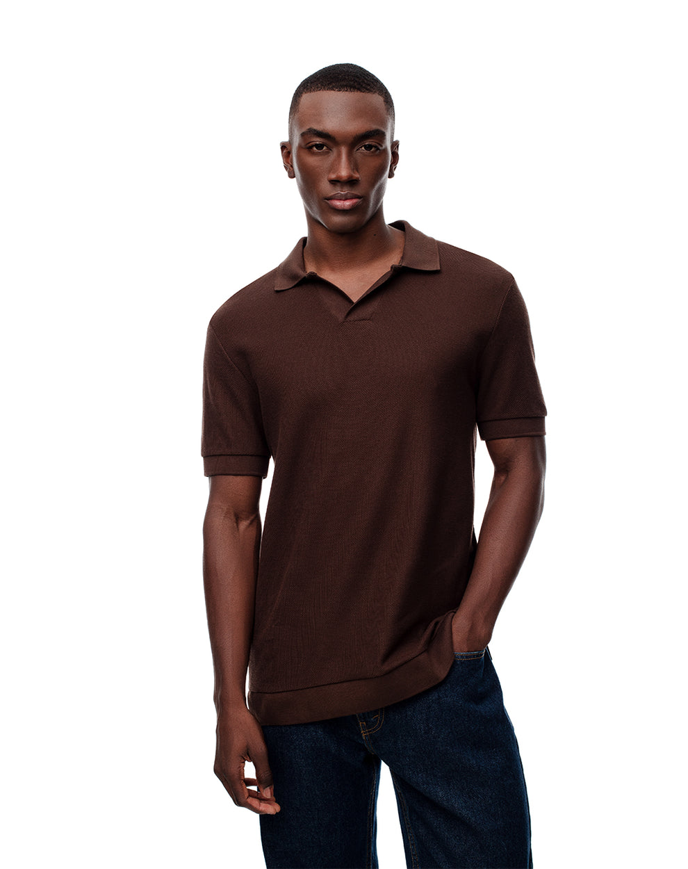 Polo regular algodón chocolate hombre